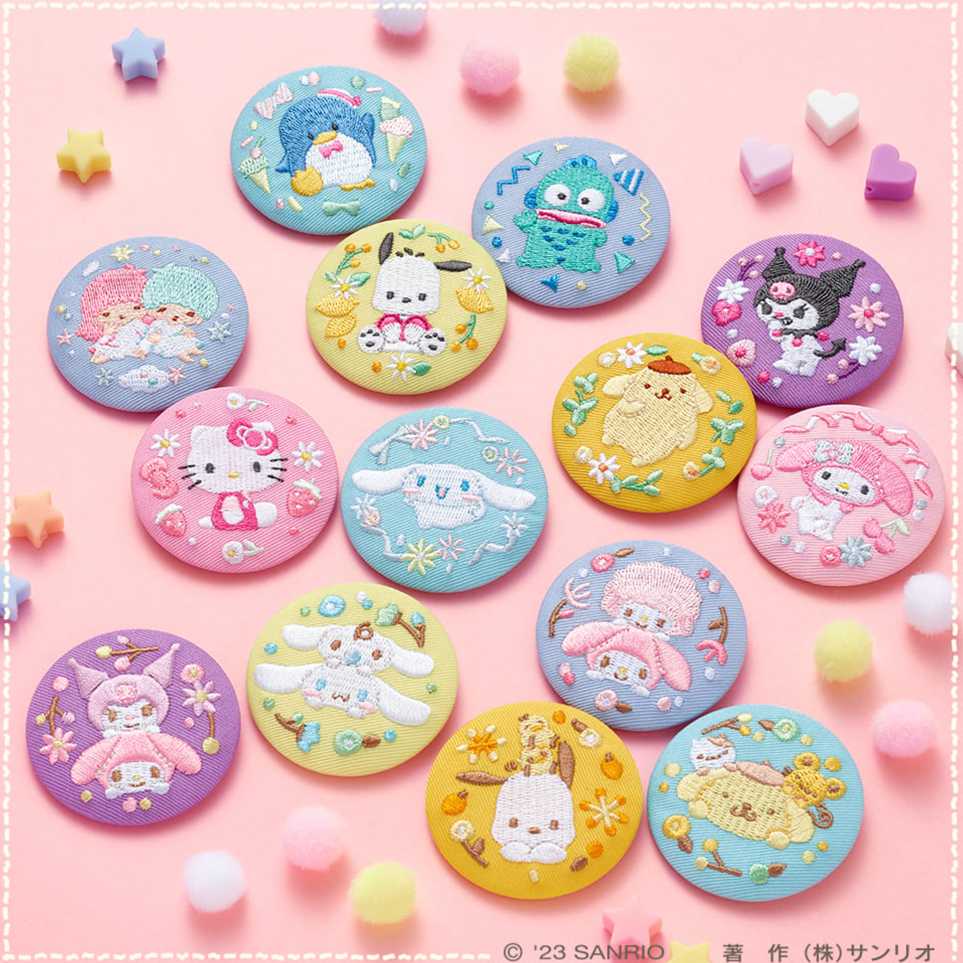 Sanrio Characters Embordiery Button Pin – Pieceofcake0716